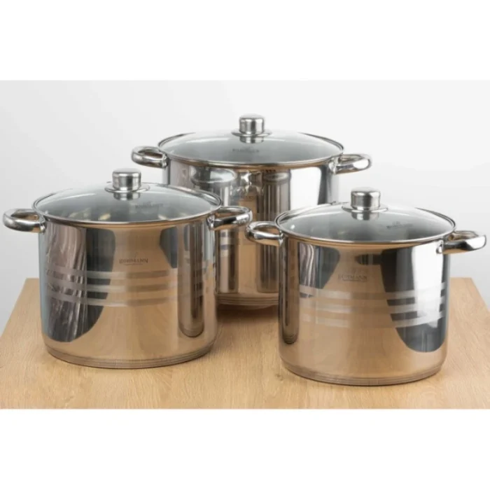 Set oale inox Bohmann BH-3462, 9 l, 11 l, 13.5 l, 6 piese, inductie ...